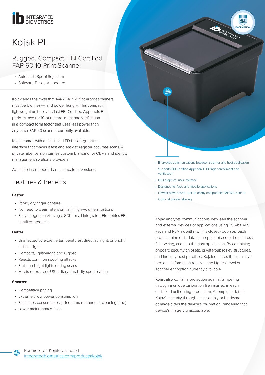 IB DS Kojak PL ENG - Integrated Biometrics
