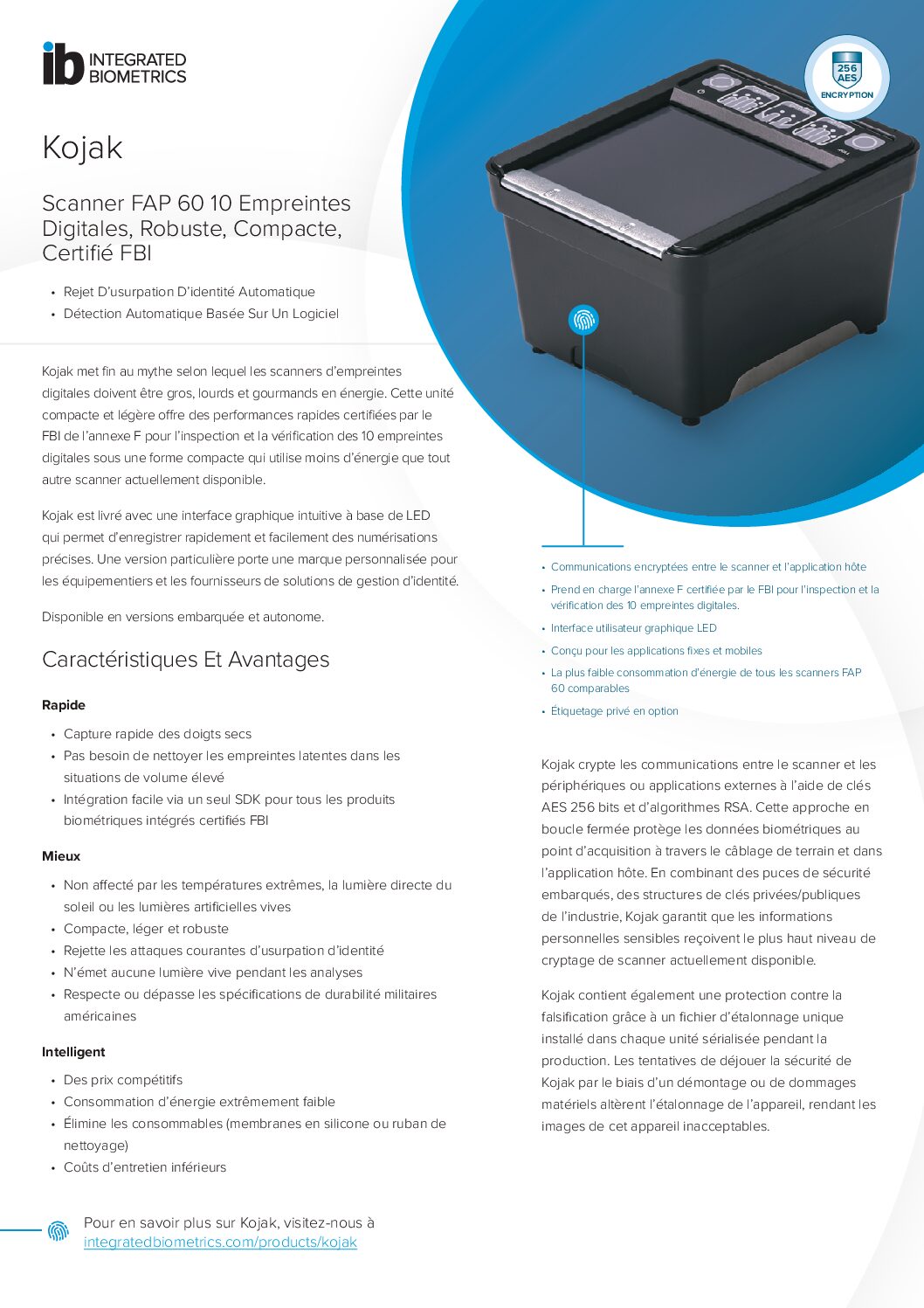 IB_DS_Kojak_A4_FRA - Integrated Biometrics