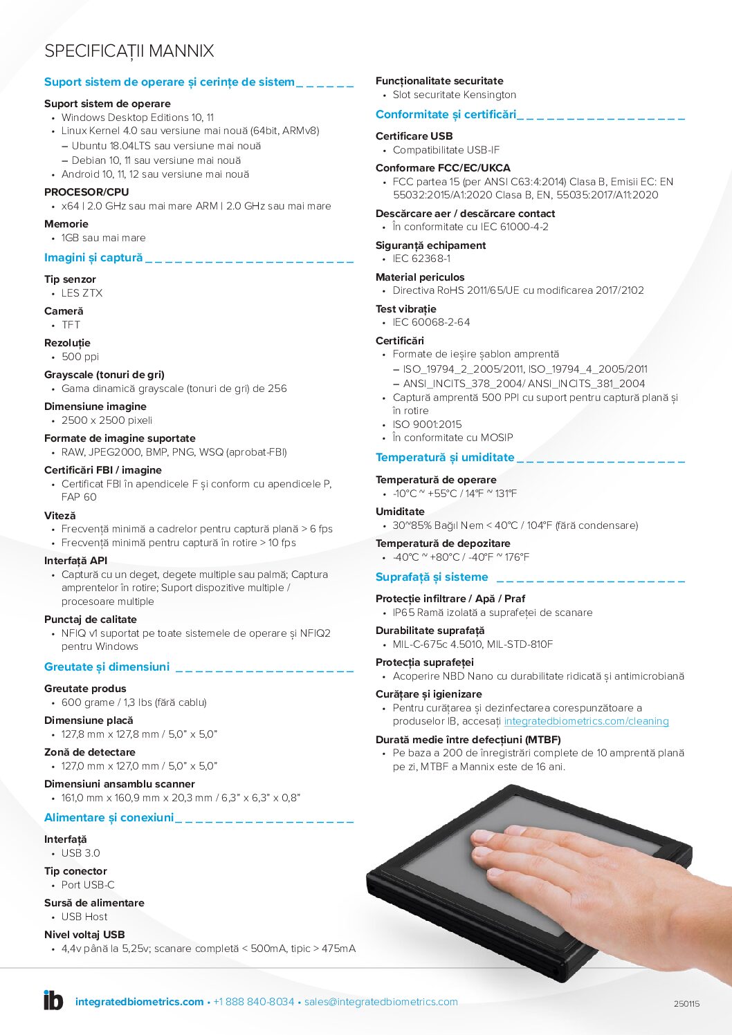 IB_DS_Mannix_A4-specs-ROM - Integrated Biometrics